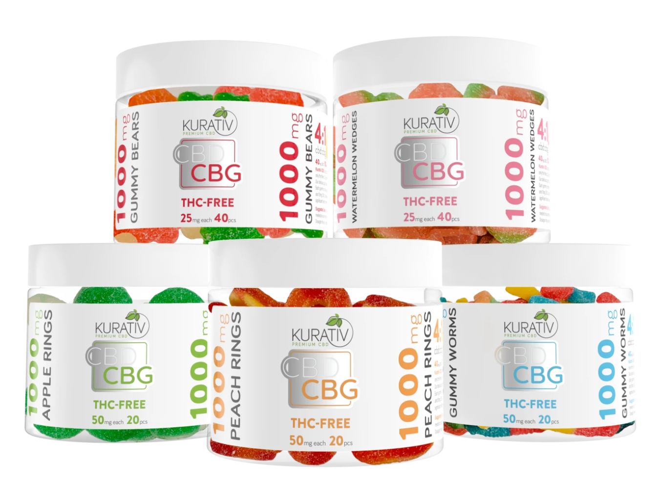 CBD : CBG 1000mg Gummies - Apple, Peach, Watermelon. - PhytoRite